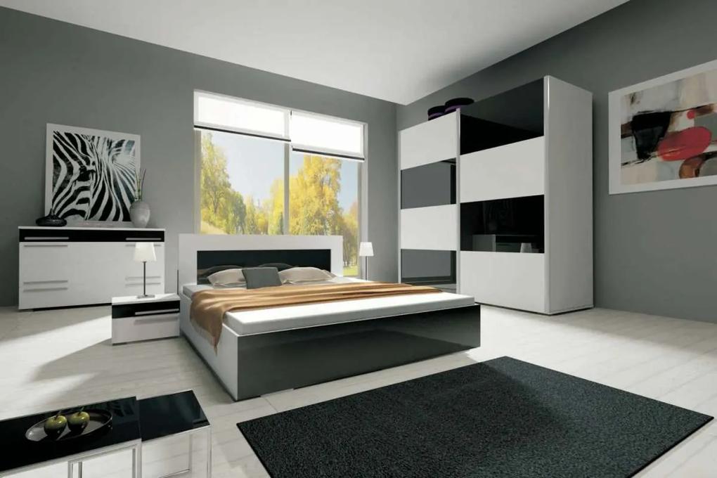 ložnice HAVANA II - komplet  - skříň 200 cm - bílý/šedý lesk