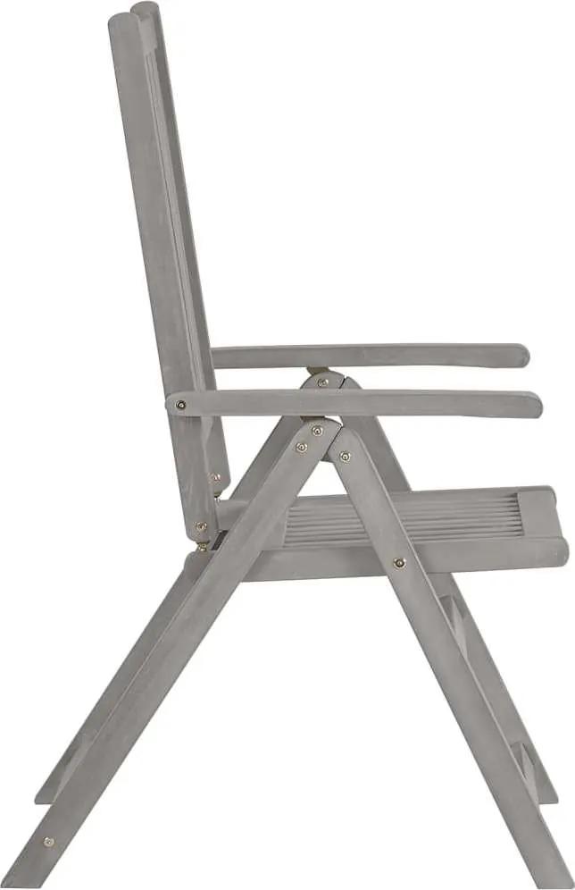 vidaXL Zahradní polohovací židle 4 ks šedé masivní akáciové dřevo [3065517]