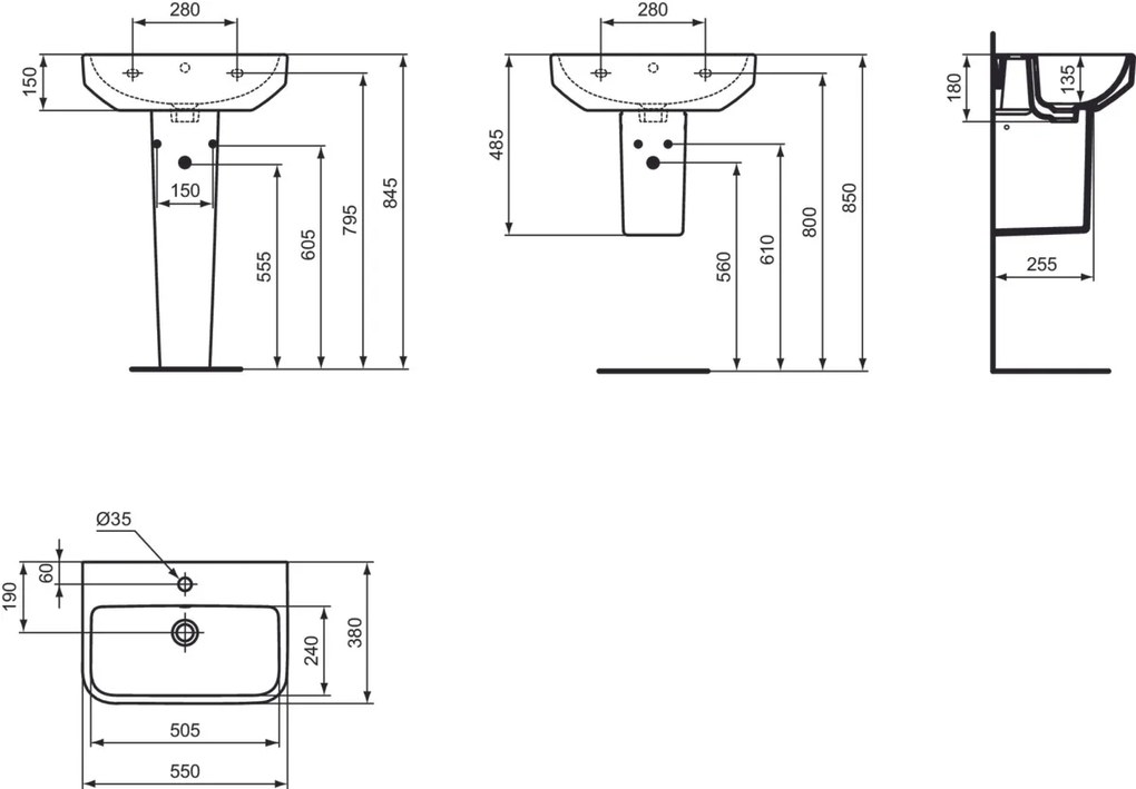 Ideal Standard i.life S - Umyvadlo 550x380 mm, bílá T458401