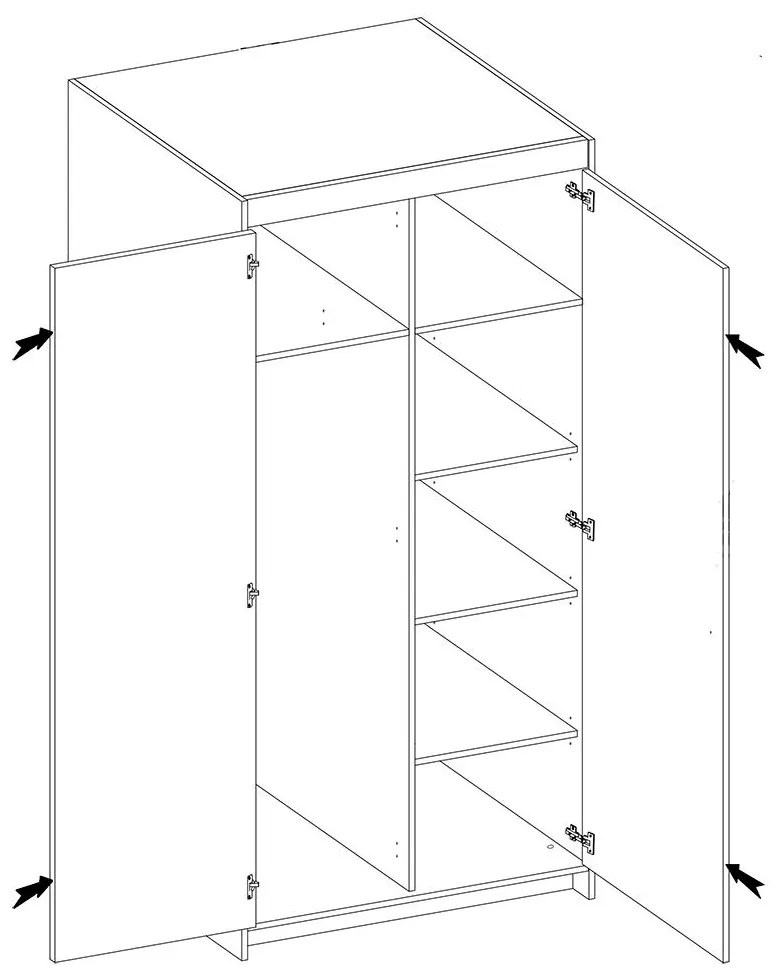 Šatní skříň ELENA 2D + zrcadla + nástavec | 89,7 cm | dub sonoma