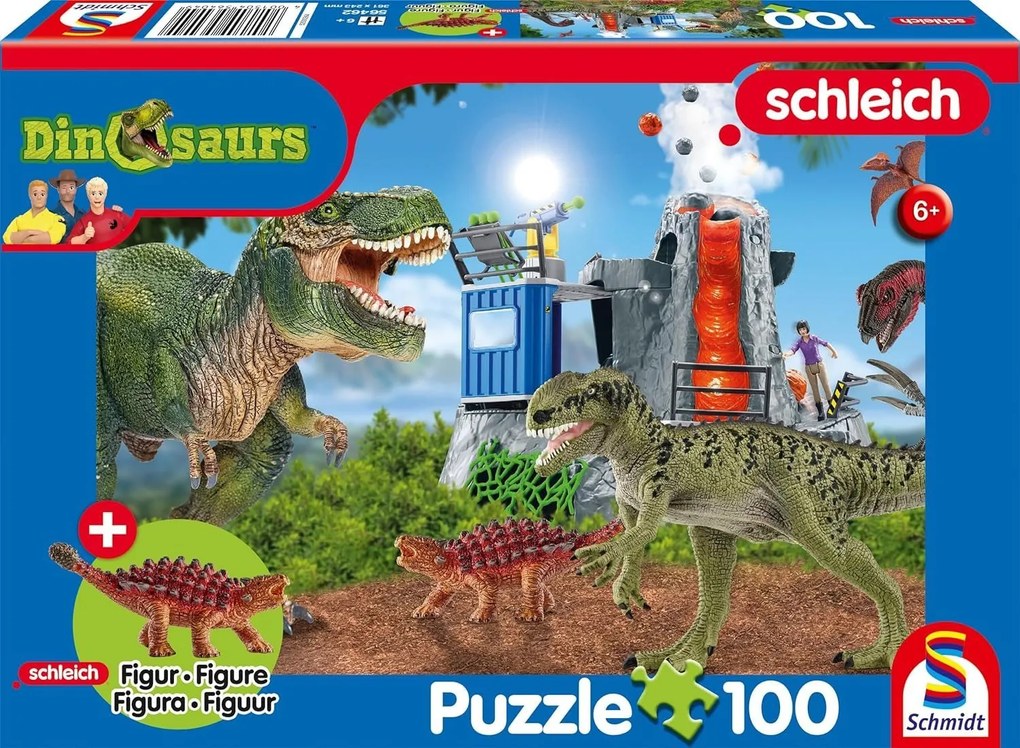 Puzzle schmidt schleich dinosaurs: dinosauři z pravěku 100 dílků + figurka schleich