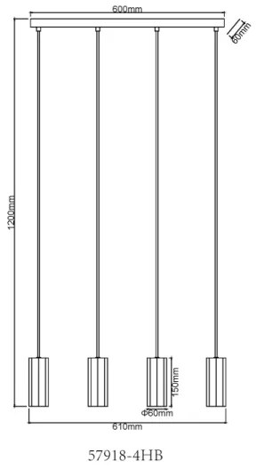 Globo 57918-4HB - Lustr na lanku JAMES 4xGU10/25W/230V černá