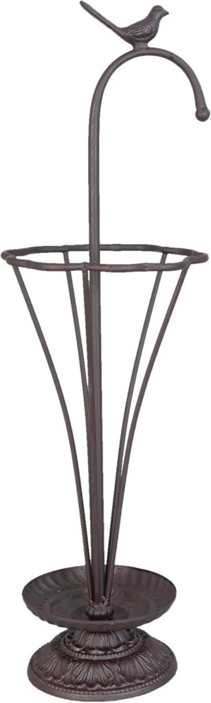 Kovový stojan na deštníky s ptáčkem - Ø 24*75 cm Clayre & Eef
