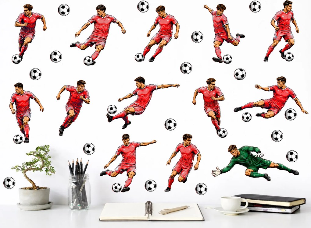 Sada fotbalistů barva na přání fotbalové samolepky na zeď arch 131 x 130 cm
