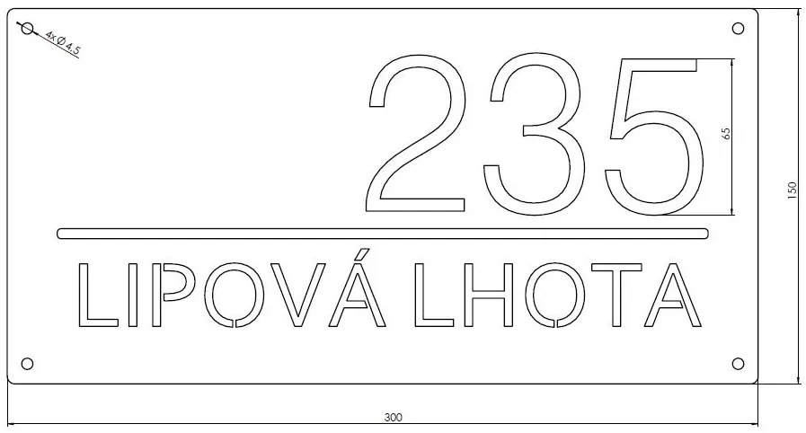 Domovní číslo tabulka 5b Velikost: Grafická vizualizace - bez výroby