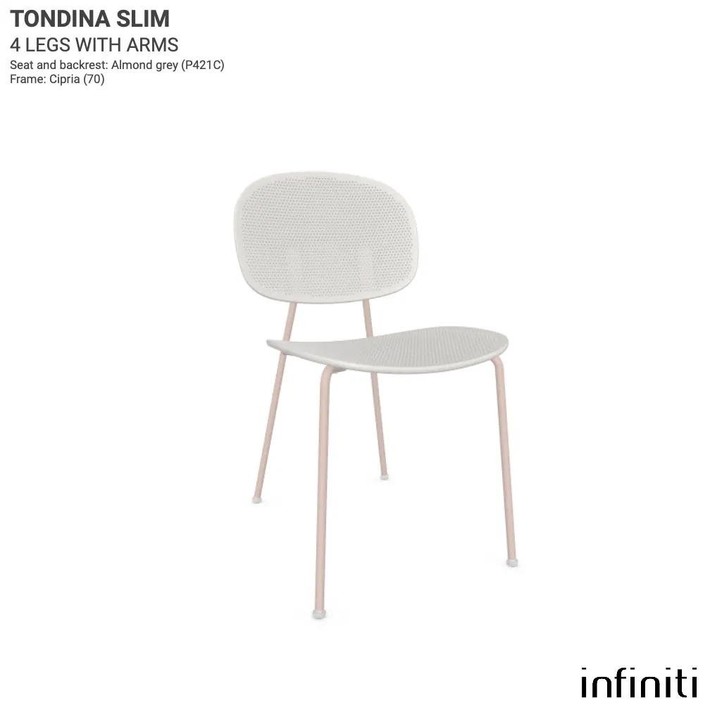 Venkovní židle z recyklovaného plastu Tondina Slim Barva kovové konstrukce: Cipria 70, Barva sedáku a opěradla z recyklovaného plastu: Almond grey…