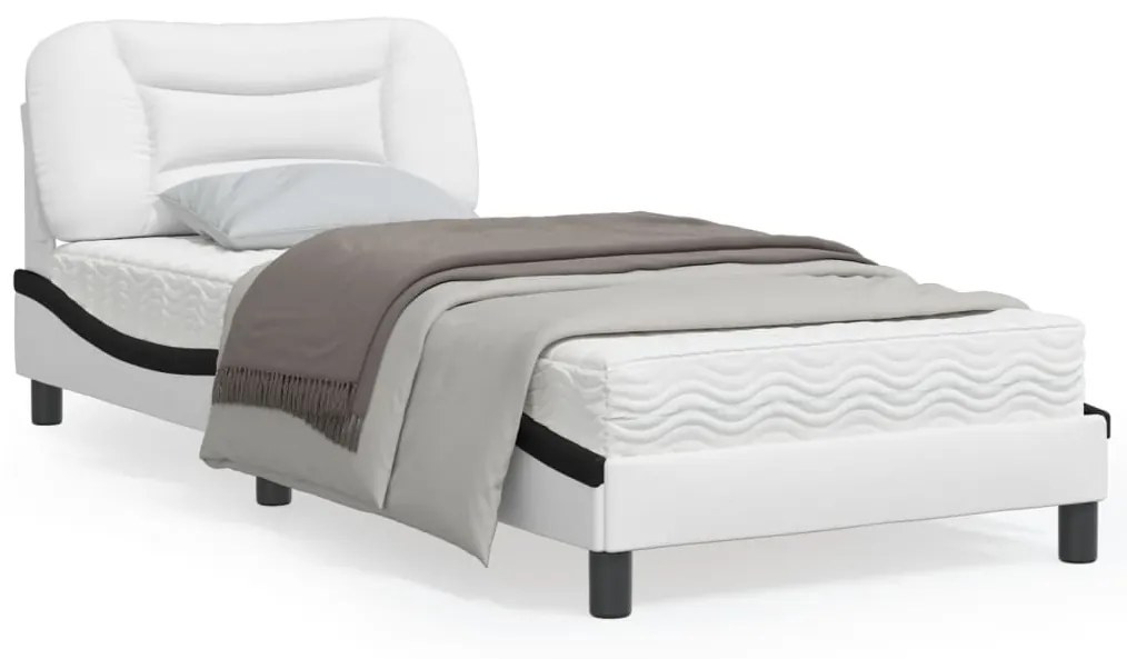 Rám postele s čelem bílý a černý 90 x 200 cm umělá kůže,  3207980