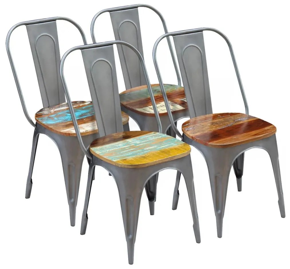 274399 vidaXL Jídelní židle 4 ks masivní recyklované dřevo