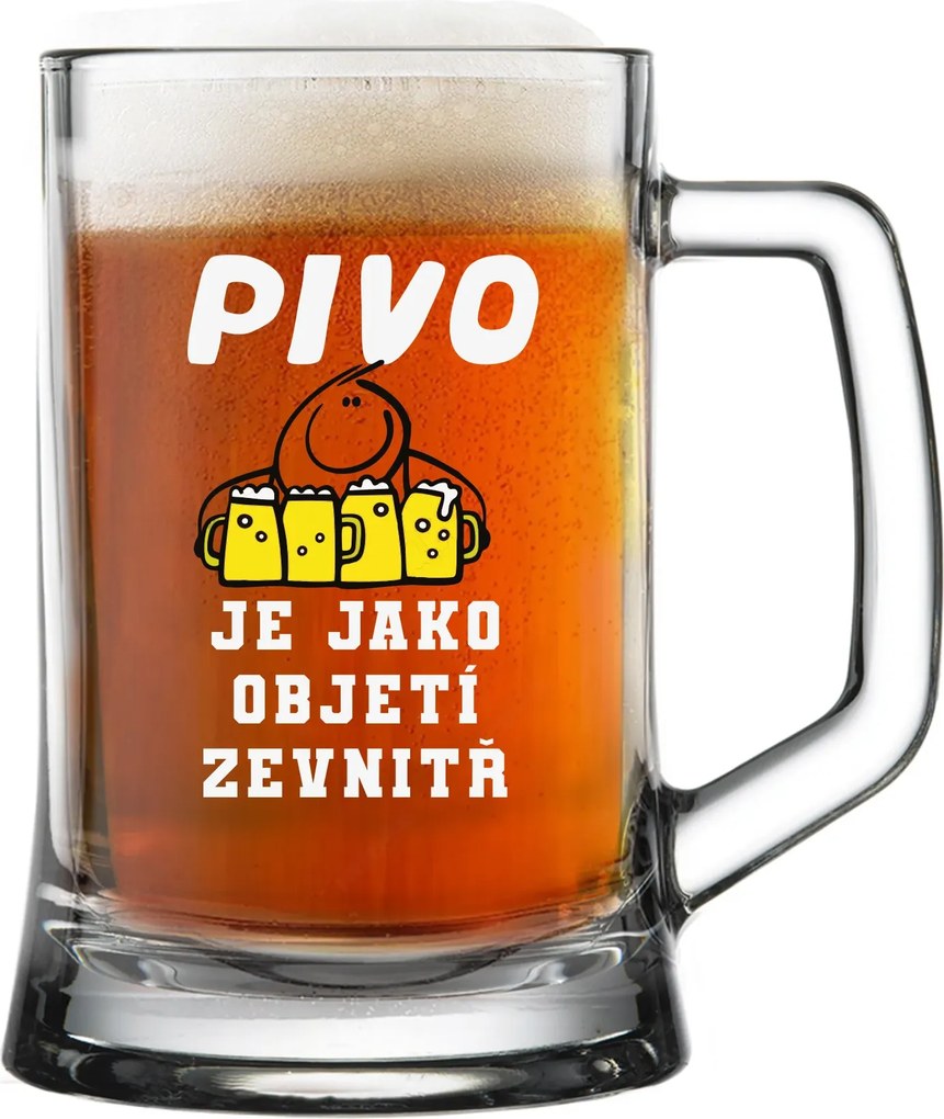 PIVO JE JAKO OBJETÍ ZEVNITŘ - pivní sklenice 0,5 l