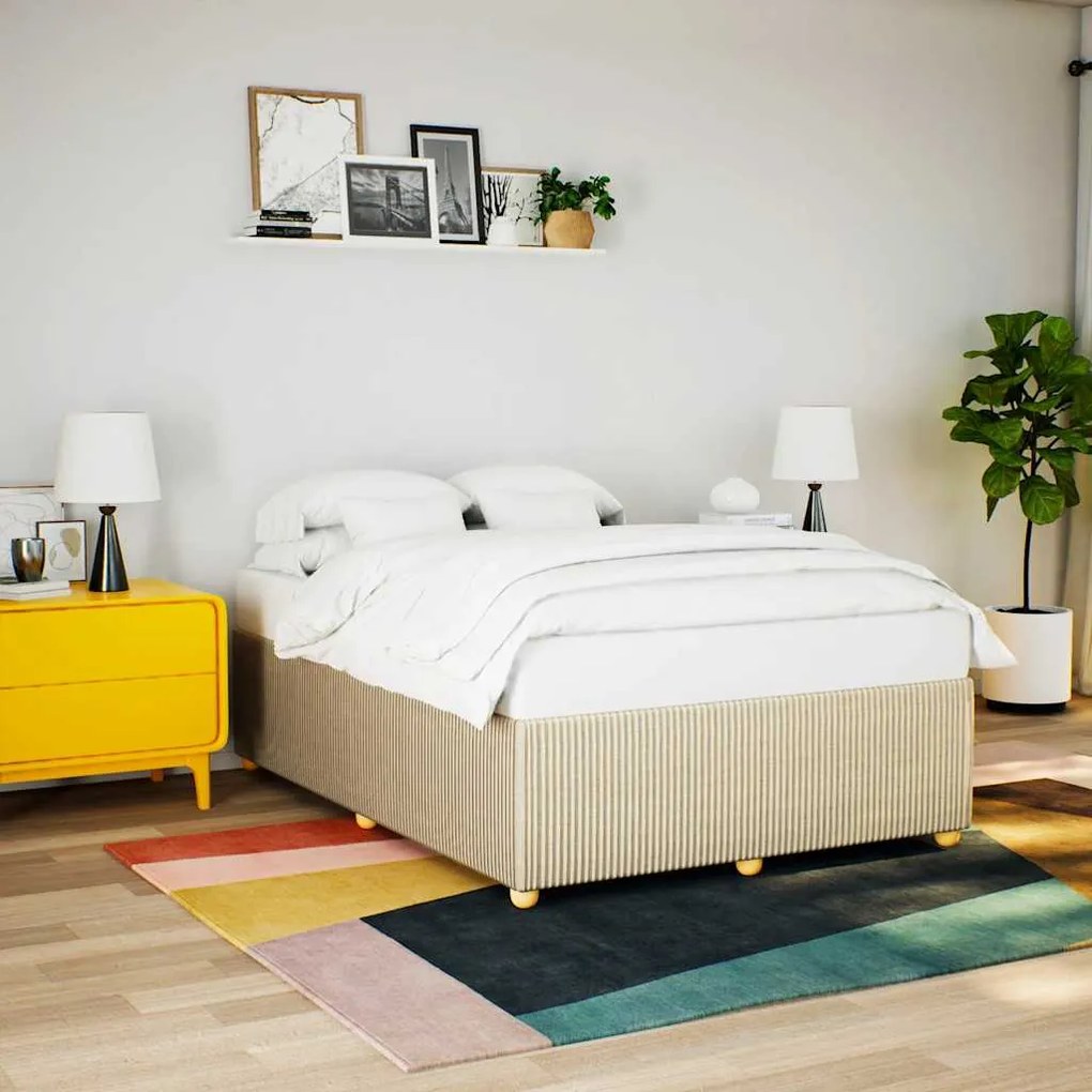 Rám postele bez matrace krémový 140 x 200 cm textil 3284947