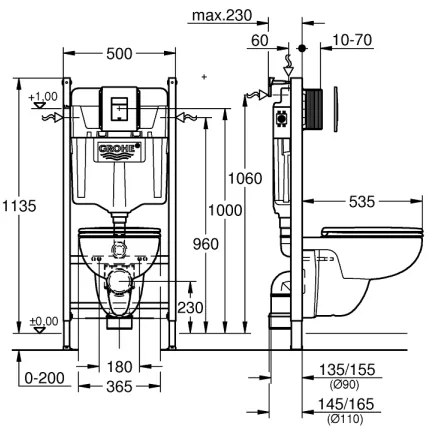 GROHE 39816000 - Sada pro WC SOLIDO COMPACT 1,13 m keramika/bílá