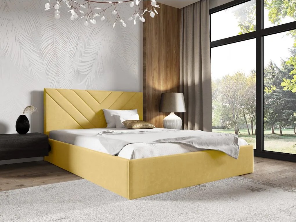 Eka Čalouněná postel LIZA 90x200 cm Barva látky Trinity: Zelená (Trinity 2312), Úložný prostor: Bez úložného prostoru