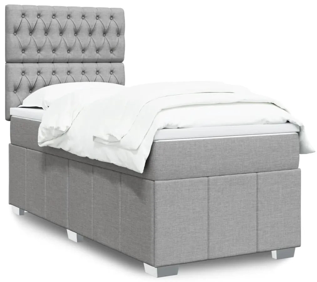 Box spring postel s matrací světle šedá 80 x 200 cm textil 3293802