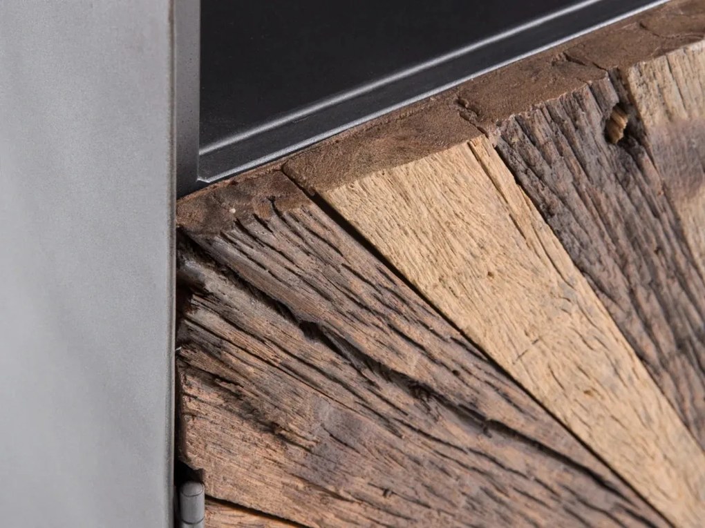 furniture-nabytek.cz - Masivní komoda Highboard Derwood z recyklovaného dřeva a kovu, lakovaná, šedá – 90×45×145 cm