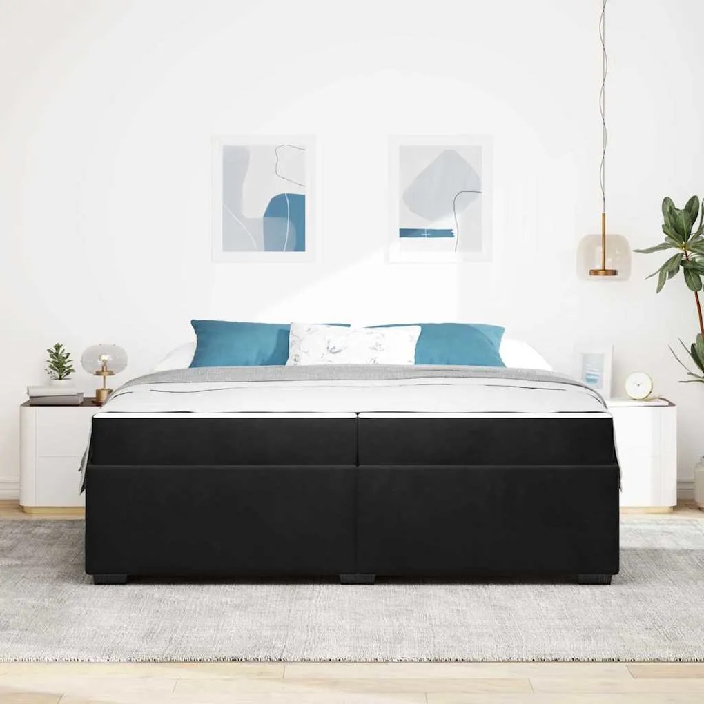 Rám postele s matrací Černá 200 x 200 cm textil 3399310