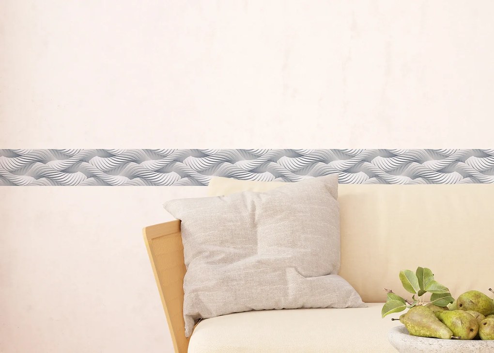 Samolepící bordura na zeď 3D Bílá Pletená Lana | 5 m x 13.8 cm | DWB8228