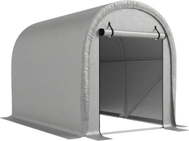 Outsunny přenosný ochranný stan 244 x 152 cm, nepromokavý stan na kola s roletovými zipovými dveřmi a pozinkovaným ocelovým rámem, světle šedý