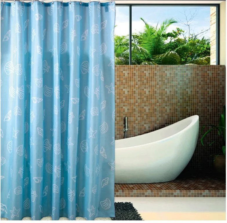 Aqualine Aqualine, Sprchový závěs 180x200cm, polyester, modrá, mušle, ZP006