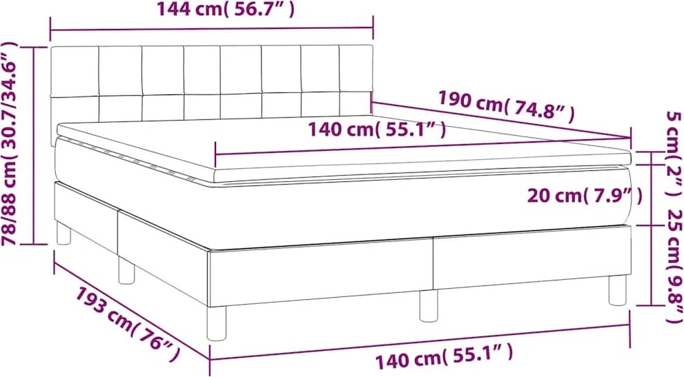 Box spring postel s matrací tmavě šedý 140 x 190 cm textil 3140050