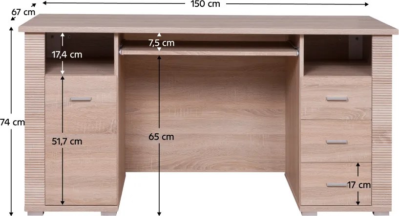 PC stůl typ 22, dub sonoma, GRAND