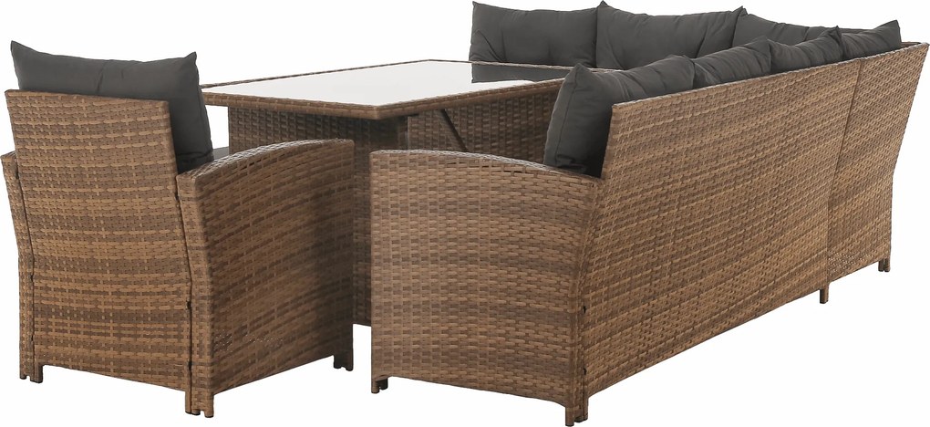 Zahradní ratanový set, šedohnědá/světle hnědá, SAGIR