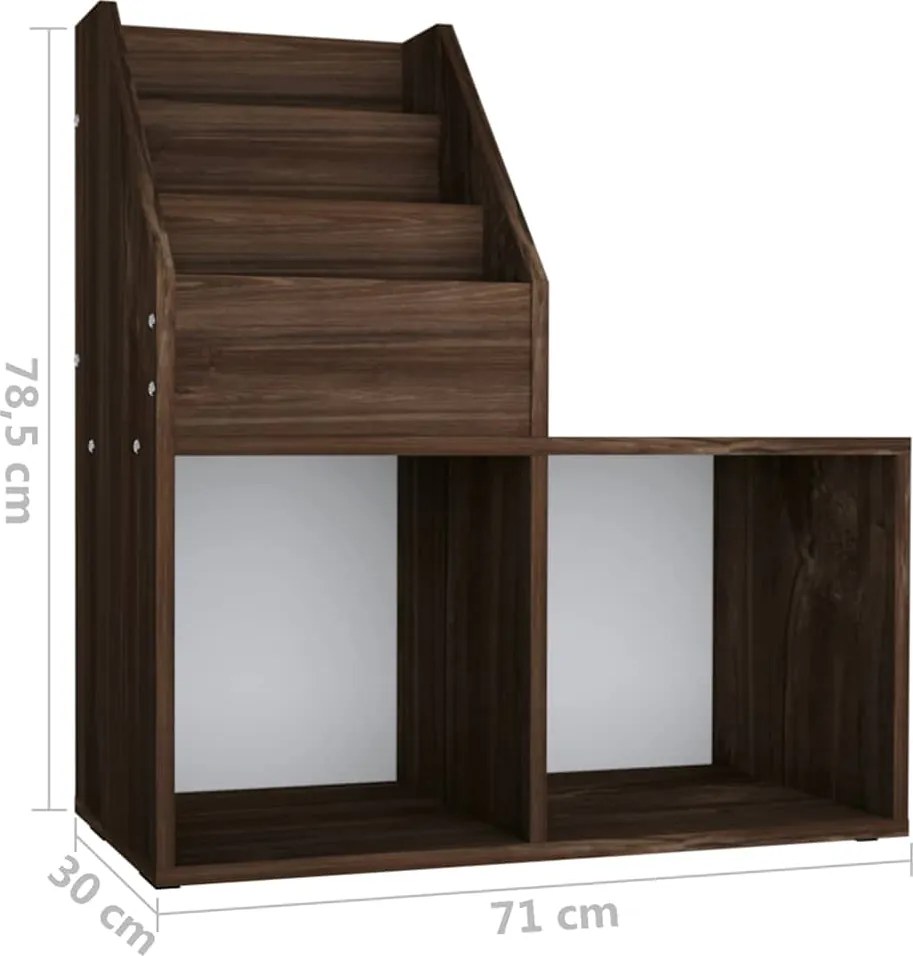 Dětský regál na časopisy kouřový dub 71 x 30 x 78,5 cm kompozit 339520
