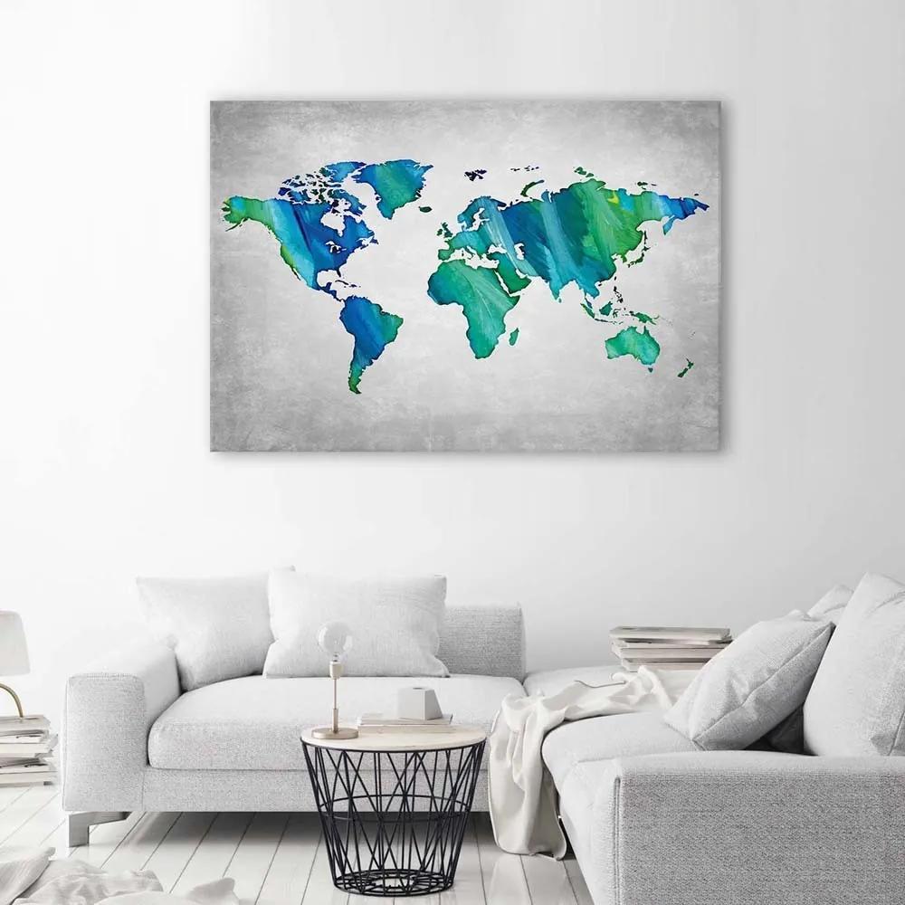 Gario Obraz na plátně Modrá a zelená mapa světa Rozměry: 60 x 40 cm