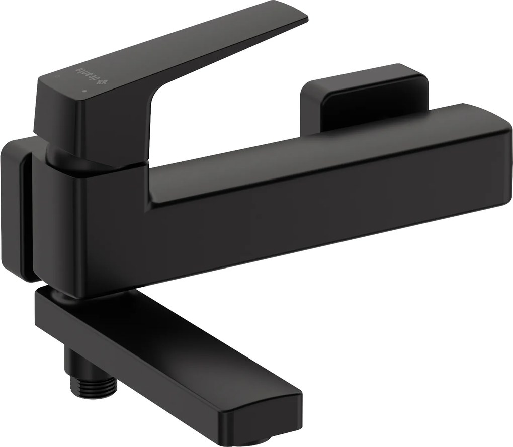 Deante Blur, nástěnná vanová baterie s otočným výtokem, 150 mm, černá matná, DEA-BQL_N12M