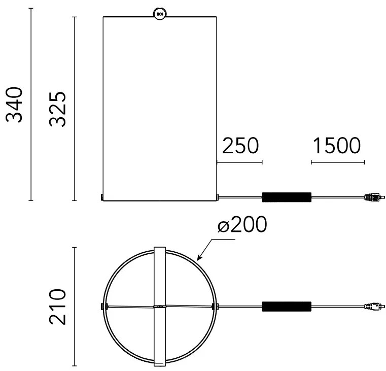 Flos To-Tie T2, černá designová lampička se stmívačem, 7W 2700K, průměr 20cm, výška 34cm