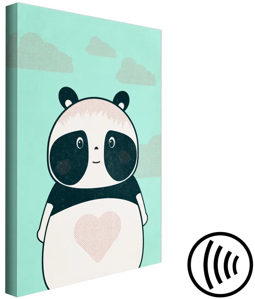 Obraz Starostlivý panda (1-dílný) svislý - pastelové zvíře s srdcem
