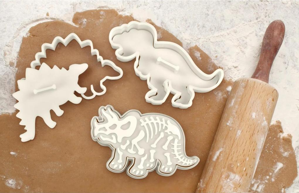 Kitchen Craft Vykrajovátka na sušenky - dinosauři - 3 ks, krémová barva, plast