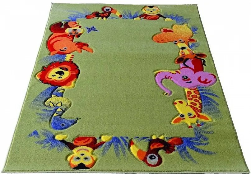 Dětský koberec KIDS SAFARI zelený 133x190