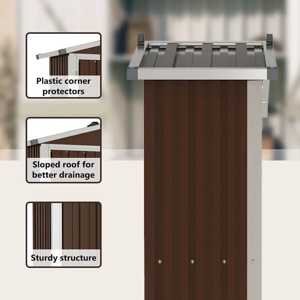 vidaXL Marketos Zahradní přístřešek hnědý 116x45x175 cm pozinkovaná ocel