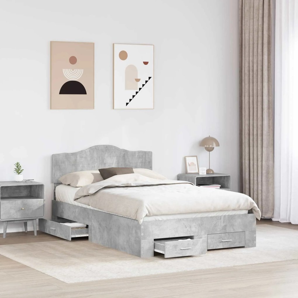 Rám postele s čelo Betonově šedá 120 x 190 cm Kompozitní dřevo 3413223