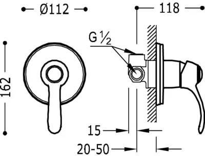 Tres Clasic vestavěná jednopáková retro baterie matná mosaz 24217701LM