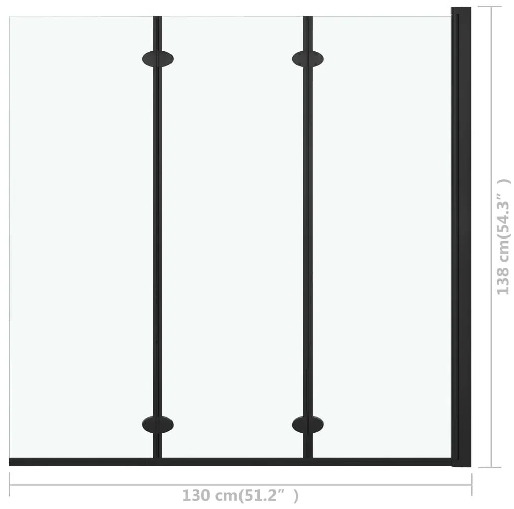 vidaXL Marketos Skládací sprchový kout se 3 panely ESG 130 x 138 cm černý