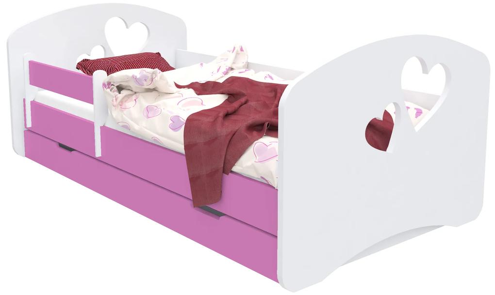 Svět pokojů Dětská postel DESIGN s výřezem - srdce + matrace zdarma Barva: Bílá, Uložný prostor: ANO (+500 Kč), Rozměr: 140x70 cm