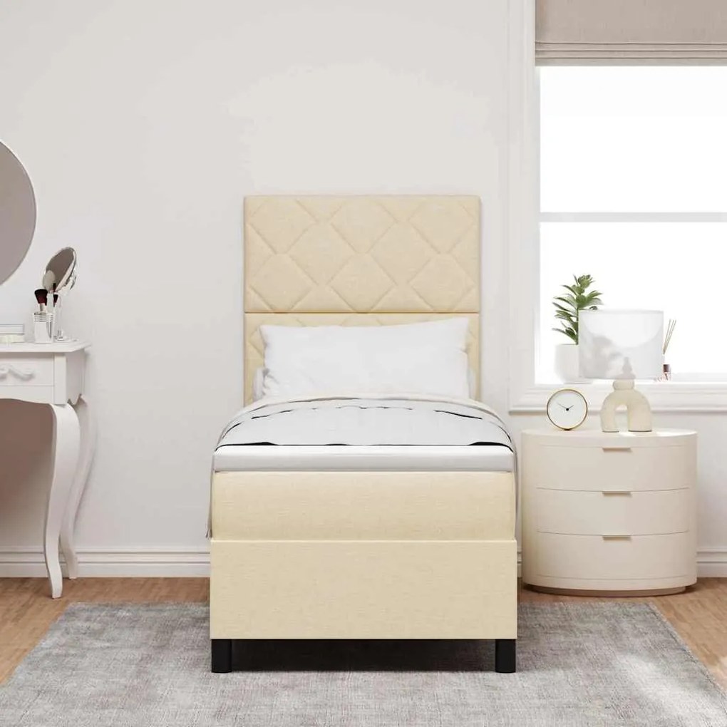 Postel s boxspringem s čelo Krémová 80 x 200 cm textil 3339425