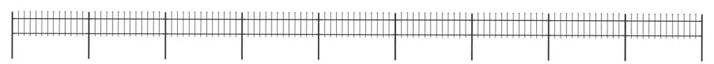 vidaXL Marketos Zahradní plot s kopím nahoře ocelový 1603,5 x 60 cm černý