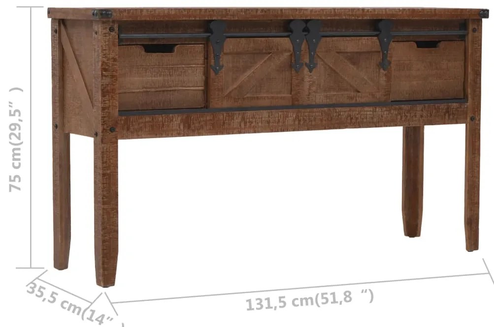 vidaXL Marketos Konzolový stolek masivní jedlové dřevo 131 x 35,5 x 75 cm hnědý