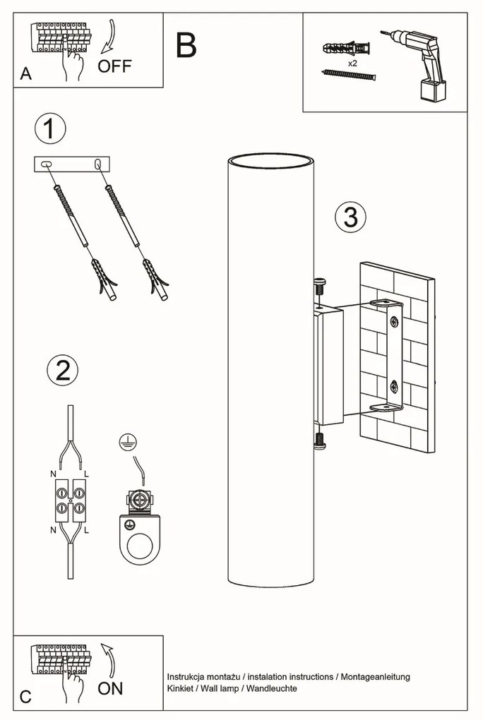 Sollux Lighting Nástěnné svítidlo LAGOS 2 Černá