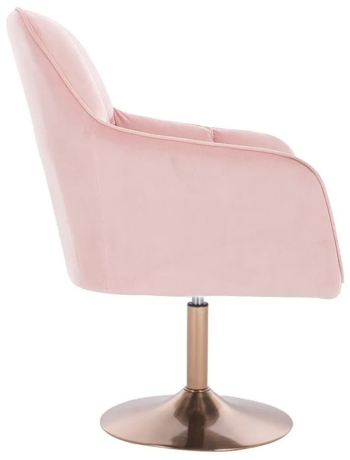 LuxuryForm DESIGN Otočné křeslo AMALFI VELUR na zlatém talíři - růžové