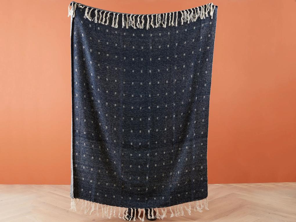 Bavlněná deka 130 x 170 cm tmavě modrá TAARI Beliani