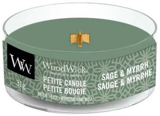 WoodWick - vonná svíčka Petite, Sage & Myrth (Šalvěj a myrha) 31g