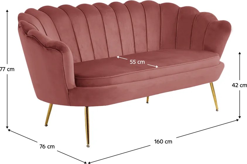 Luxusní pohovka, růžová / zlatá, styl Art-deco, NOBLIN