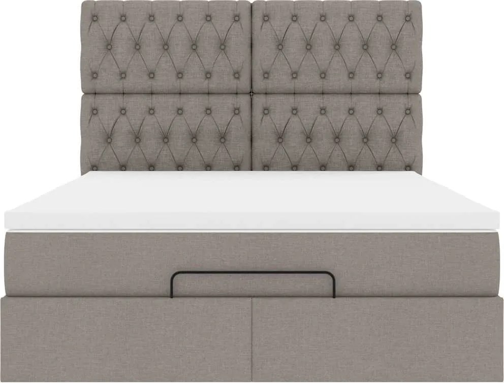 Osmanský rám postele s matrací taupe 140x200cm textil 3313248