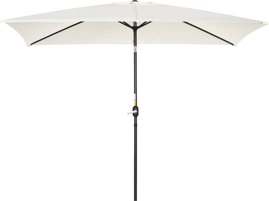 Outsunny Hliníkový Slunečník 200x300x253 cm Obdélníkový Zahradní Parasole s Kolečkem a Odnímatelným Postem proti UV záření pro Terasu, Bazén, Patio, E