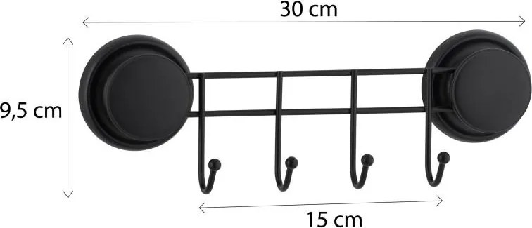 Erga Gavi, 4-háček na ručníky na přísavce, černá matná, ERG-YKA-CH.GAVI-H4-BLK