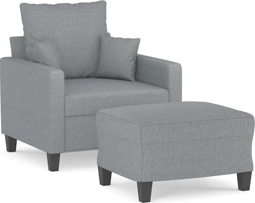 Křeslo s podnožkou světle šedé 60 cm textil 3201081