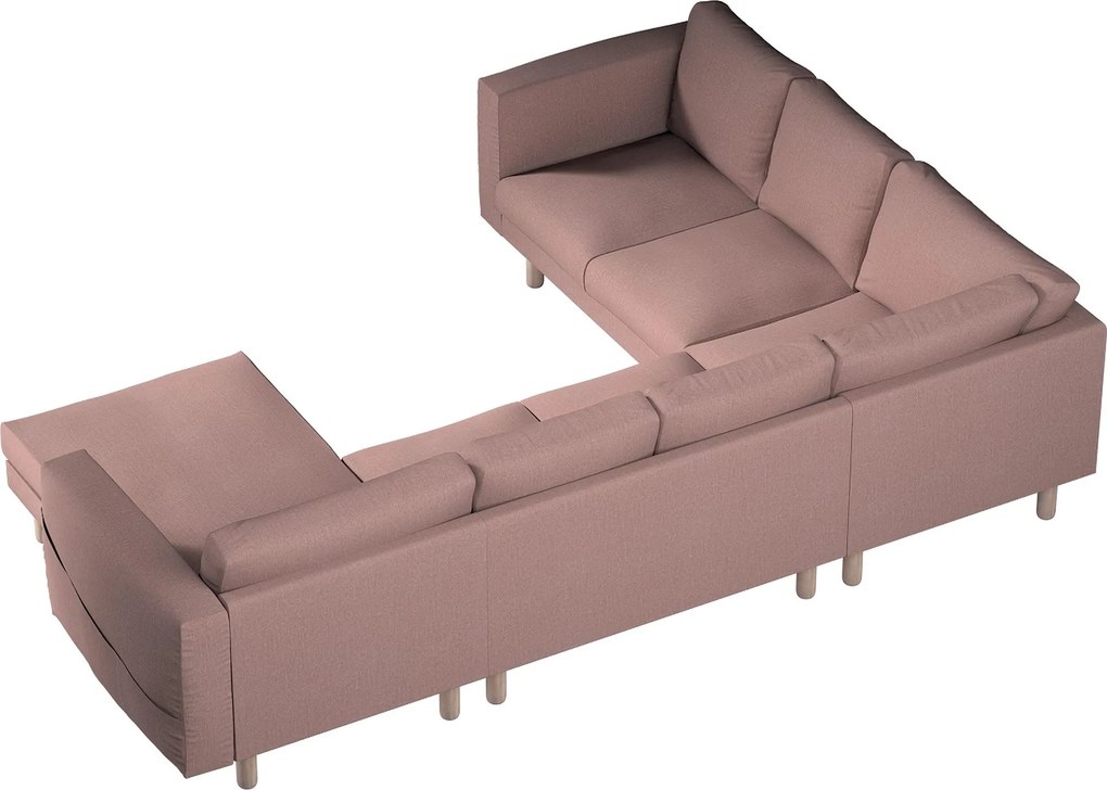 Potah na pohovku IKEA Norsborg rohová, 5-místná se šezlongem barva růžová látka pletený vzor